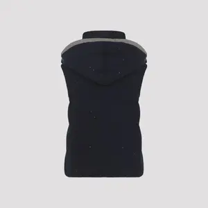 Brunello Cucinelli Knitted Gilet With Drawstring Hood - Black