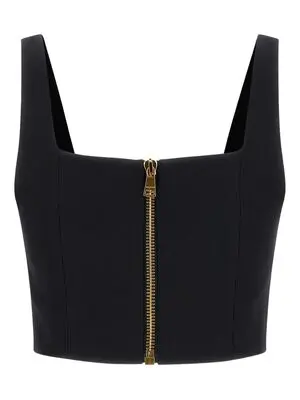 Balmain Cropped Top With Embossed Buttons - Black