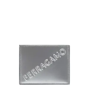 FERRAGAMO Logo Embossed Cardholder - Gray