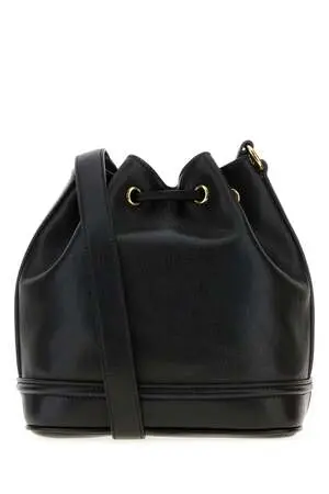 Chloé Leather Bucket Bag With Metal Logo Detailing - Black