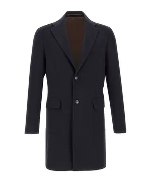 BARBA NAPOLI Peak Lapel Wool Coat - Black