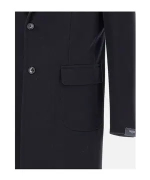BARBA NAPOLI Peak Lapel Wool Coat - Black