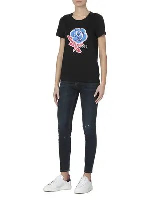 Kenzo Rose Logo Printed T-shirt