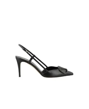 Valentino Garavani Vlogo Signature Calfskin Slingback Pump 80 Mm - Black
