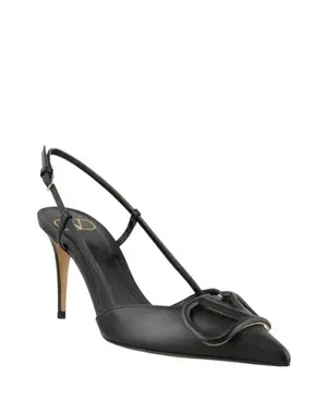 Valentino Garavani Vlogo Signature Calfskin Slingback Pump 80 Mm - Black