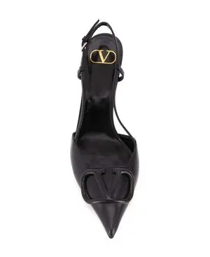 Valentino Garavani Vlogo Signature Calfskin Slingback Pump 80 Mm - Black