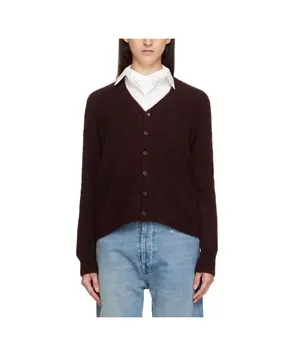 MAISON MARGIELA V-neck Knitted Cardigan - Red