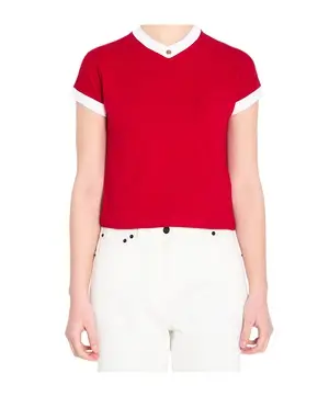 Versace Cropped Contrast Trim T-shirt