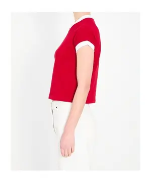 Versace Cropped Contrast Trim T-shirt