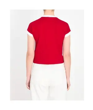 Versace Cropped Contrast Trim T-shirt