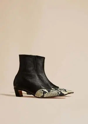 Khaite Square Toe Embossed Ankle Boots With Side Zipper