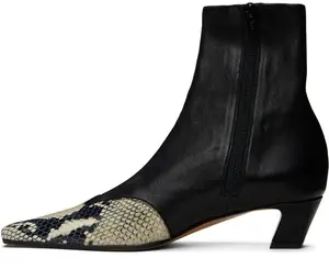 Khaite Square Toe Embossed Ankle Boots With Side Zipper