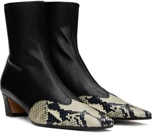 Khaite Square Toe Embossed Ankle Boots With Side Zipper
