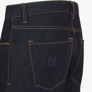 Fendi Straight-leg Long Jeans - Dark Blue