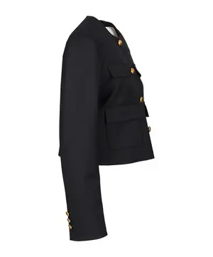 P.a.r.o.s.h Cropped Jacket With Gold Button Fastening - Blue