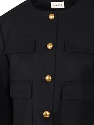 P.a.r.o.s.h Cropped Jacket With Gold Button Fastening - Blue
