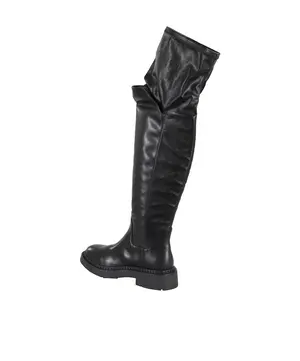 Ash Round Toe Over The Knee Boots With Pleated Detailing