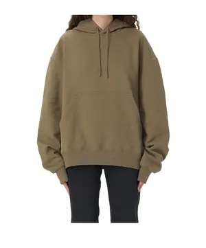 Saint Laurent Logo Embroidered Drawstring Hoodie - Khaki
