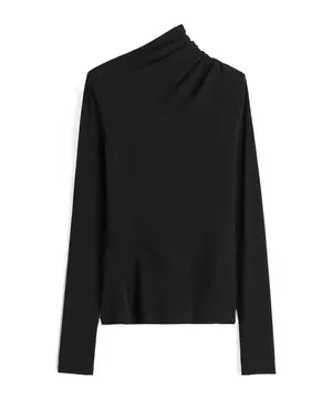 TOTEME Long Sleeve Asymmetrical Drape Neck Top