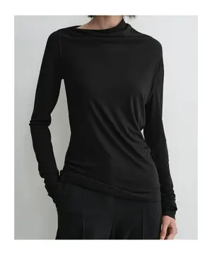 TOTEME Long Sleeve Asymmetrical Drape Neck Top