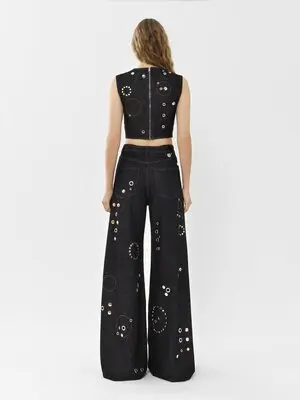 Chloé Stud Embellished Crop Top - Black