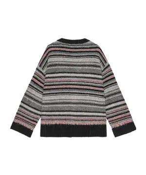 GANNI Striped Knit Cardigan With Butterfly Buttons