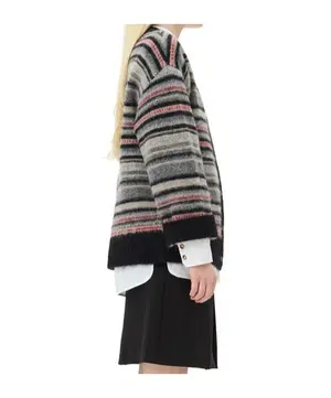GANNI Striped Knit Cardigan With Butterfly Buttons