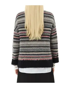 GANNI Striped Knit Cardigan With Butterfly Buttons