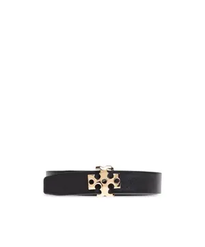 Tory Burch Logo Buckle Leather Belt - Black