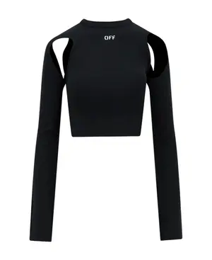 Off-White Long Sleeve Cut-out Logo Top