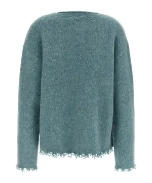 JIL SANDER Boat-neck Jumper With Frayed Hem - Green
