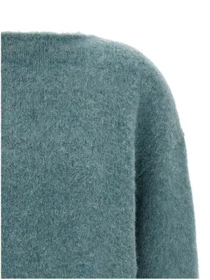 JIL SANDER Boat-neck Jumper With Frayed Hem - Green