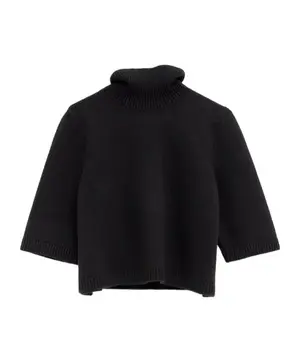 Alaïa Knit Cropped High Neck Jumper - Black