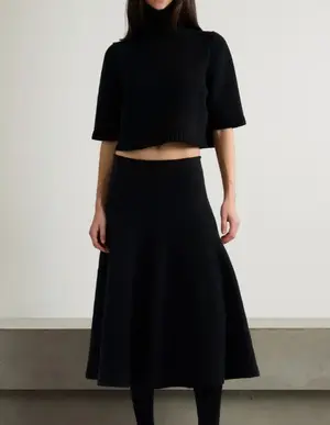 Alaïa Knit Cropped High Neck Jumper - Black