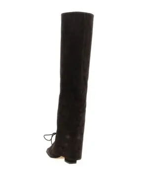 Paris Texas Jane Fold Over Lace-up Boots - Black