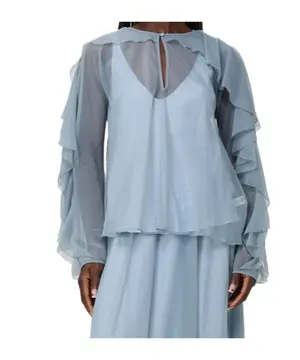 FORTE_FORTE Ruffled Cover-up With Button Closure