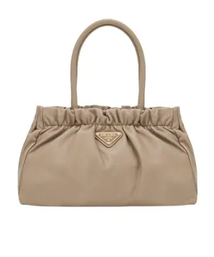 Prada Double Handle Shoulder Bag - Sand-colored