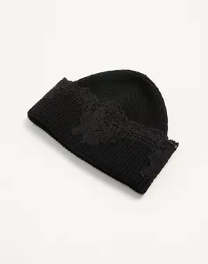 Valentino Garavani Vlogo Signature Lace Beanie - Black