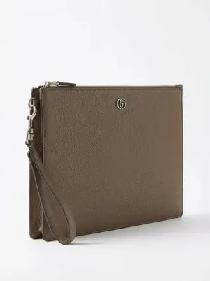 Gucci Gg Marmont Zipped Pouch - Brown