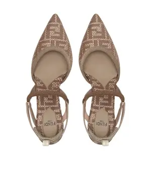 Fendi Logo Jacquard Slingback Pumps - Brown
