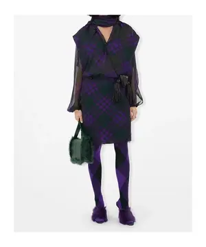 Burberry Check-pattern Scarf Detailed Blouse