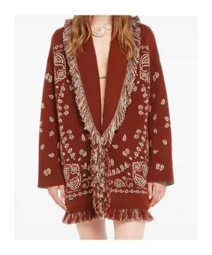 Alanui Fringed Bandana Cardigan - Brown