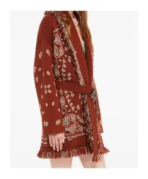 Alanui Fringed Bandana Cardigan - Brown