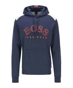 Hugo Boss Long-sleeved Hooded Sweatshirt With Monogrammed Pattern