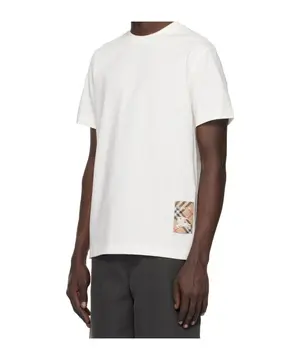 Burberry Check Patch Crewneck T-shirt - Chalk Color
