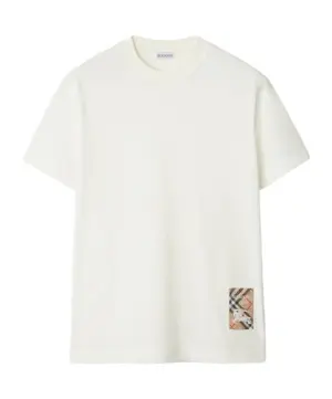 Burberry Check Patch Crewneck T-shirt - Chalk
