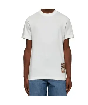 Burberry Check Patch Crewneck T-shirt - Chalk