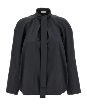 LEMAIRE Ascot Blouse With Rounded Hem - Charcoal