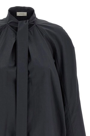 LEMAIRE Ascot Blouse With Rounded Hem - Charcoal