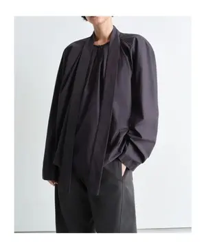 LEMAIRE Ascot Blouse With Rounded Hem - Charcoal